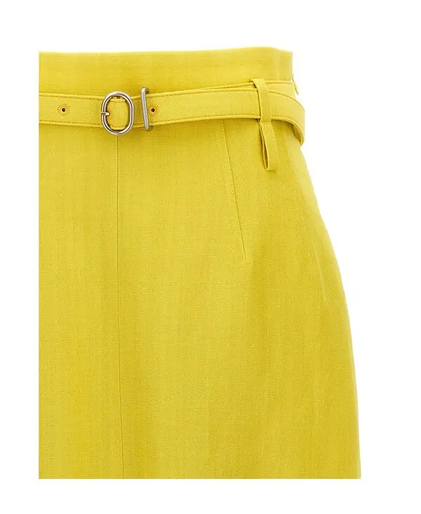 JIL SANDER Belted Midi Skirt - Yellow