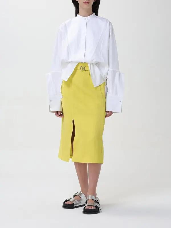 JIL SANDER Belted Midi Skirt - Yellow
