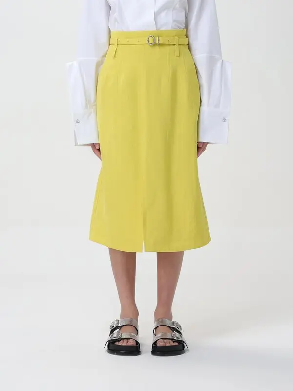 JIL SANDER Belted Midi Skirt - Yellow