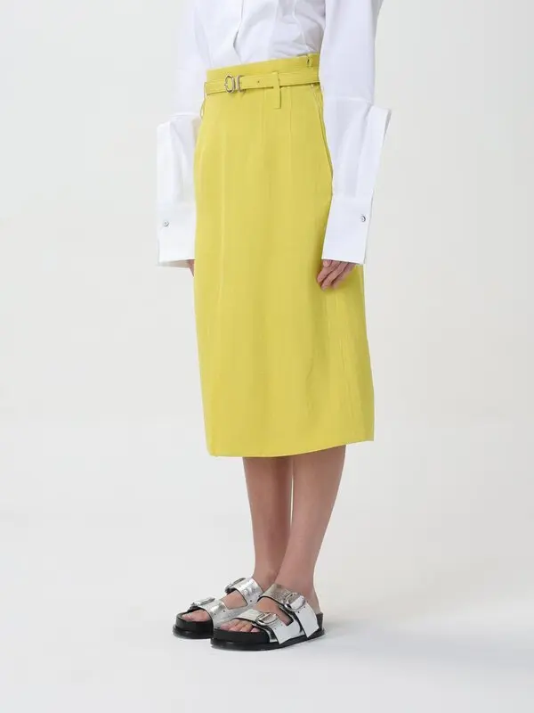 JIL SANDER Belted Midi Skirt - Yellow