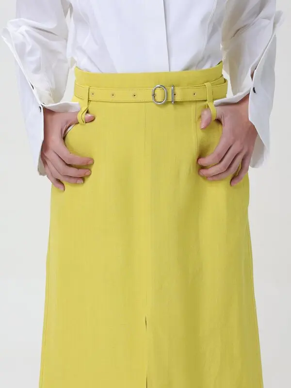 JIL SANDER Belted Midi Skirt - Yellow