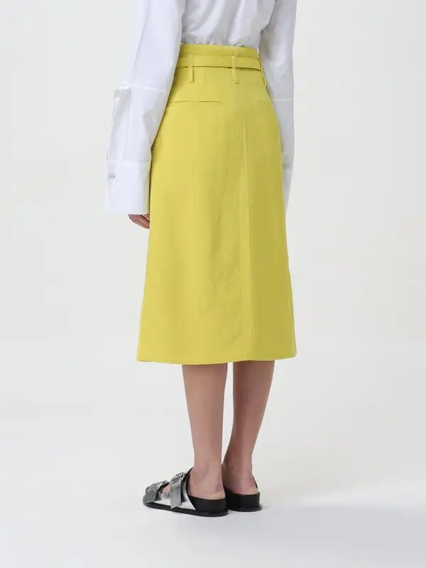 JIL SANDER Belted Midi Skirt - Yellow