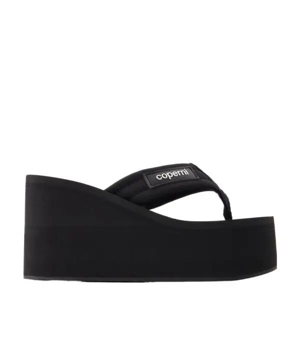 Coperni Logo Open-toe Wedge Flip-flops - Black