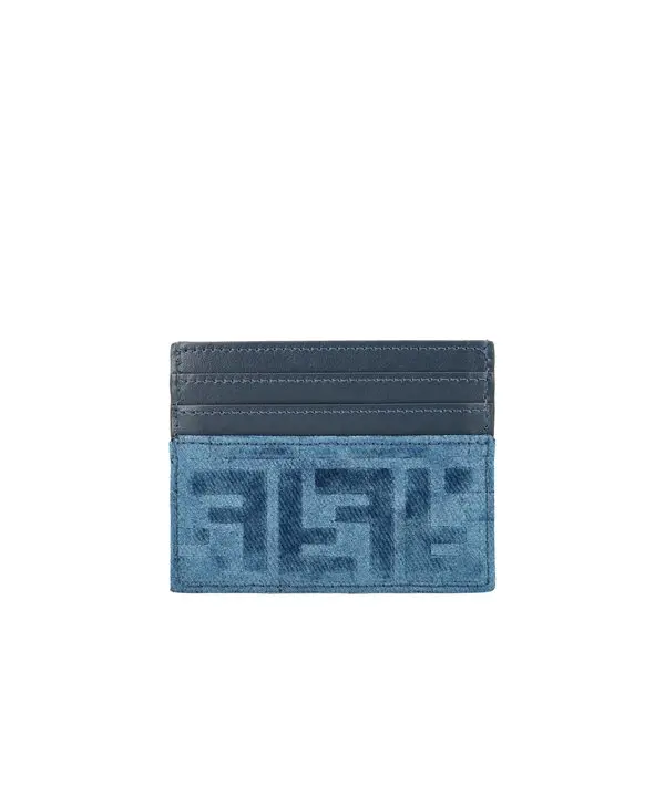 Fendi Ff Denim Card Holder - Blue