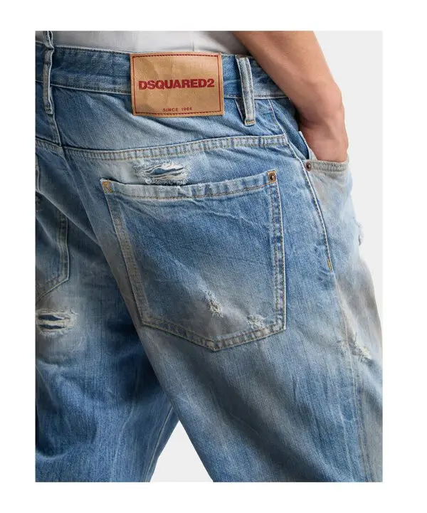 Dsquared2 Light Dirty Wash Bro Distressed Jeans - Blue