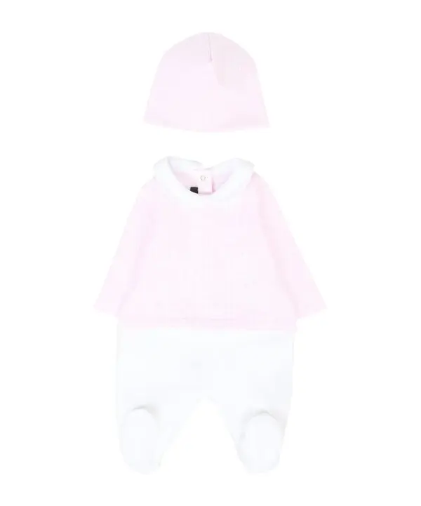 Balmain Geometric Print Babygrow Set With Hood - White