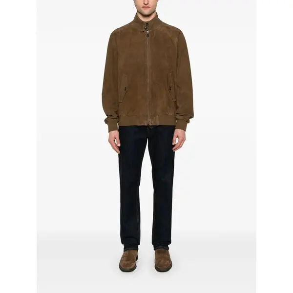 BARACUTA Suede Bomber Jacket - Brown