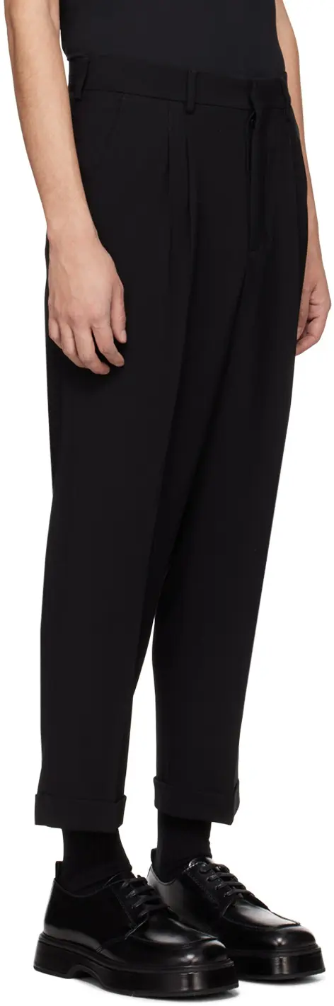AMI Paris Pleated Tailored Trousers - Black