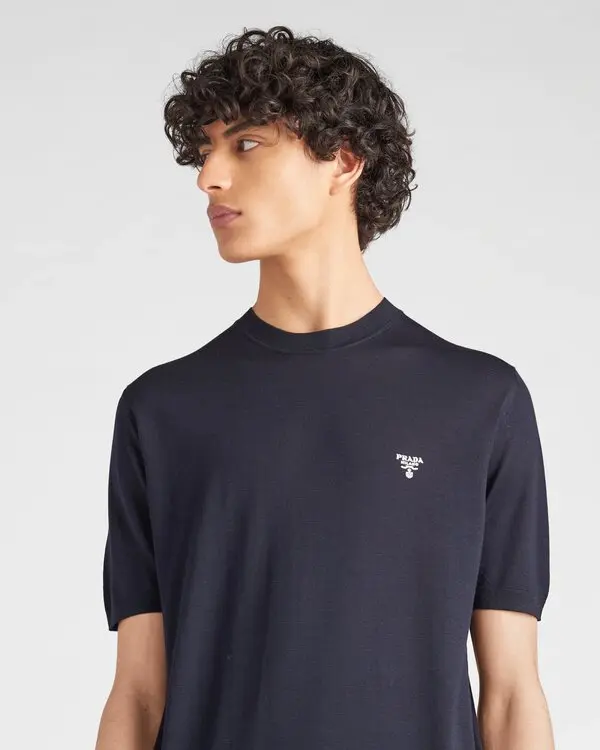 Prada Logo Embroidered Crewneck T-shirt