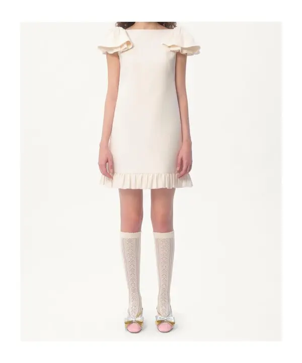 Valentino Garavani Crepe Couture Flared Hem Mini Dress With Bow Detail