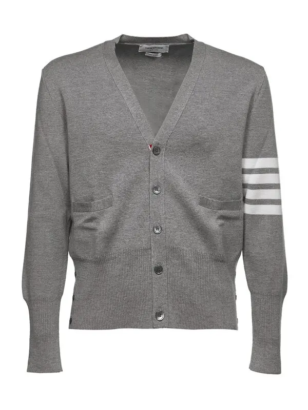 Thom Browne 4-bar Cardigan - Light Gray