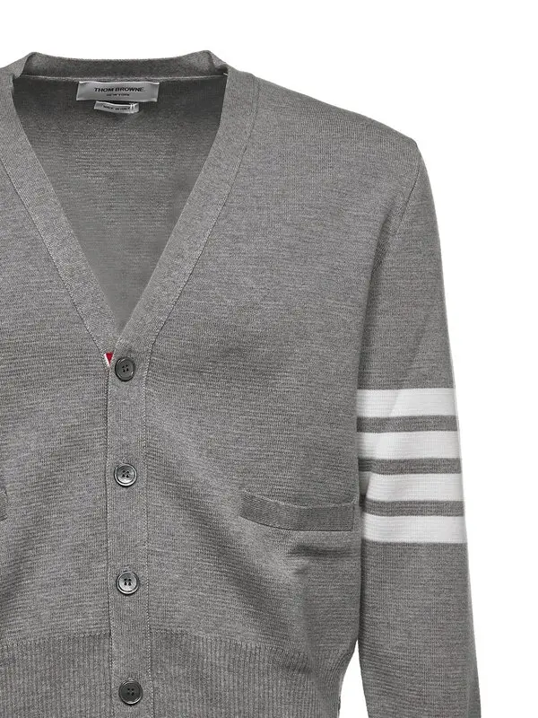 Thom Browne 4-bar Cardigan - Light Gray