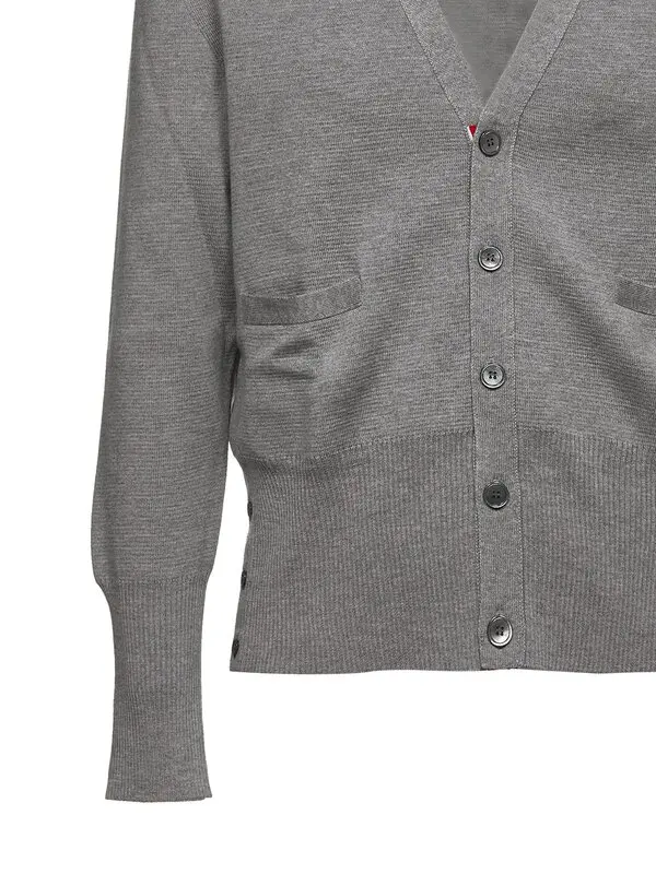 Thom Browne 4-bar Cardigan - Light Gray