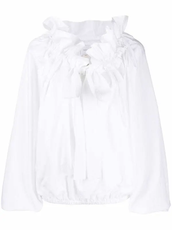 PATOU Ruffle-trimmed Tie Fastened Blouse - White