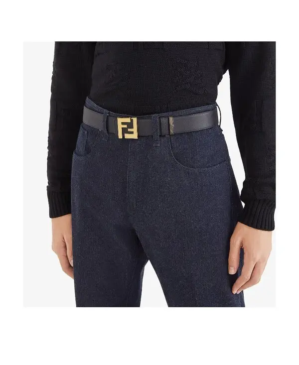 Fendi Ff Motif Reversible Buckle Belt - Black