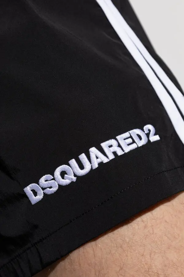 Dsquared2 Logo-embroidered Drawstring Swim Shorts - Black