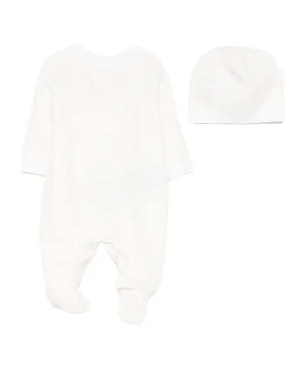 Balmain Textured Wool Babygrow Hat - White