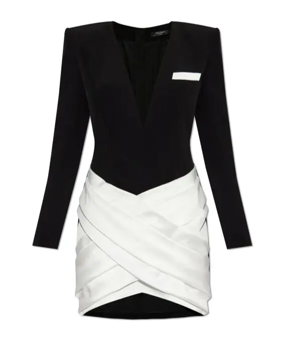 Balmain Two-tone Twisted Crepe Mini Dress