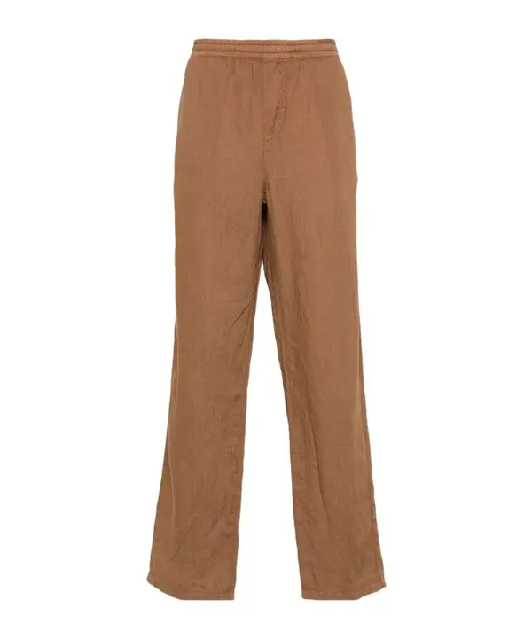 Aspesi Linen Straight Leg Trousers - Brown