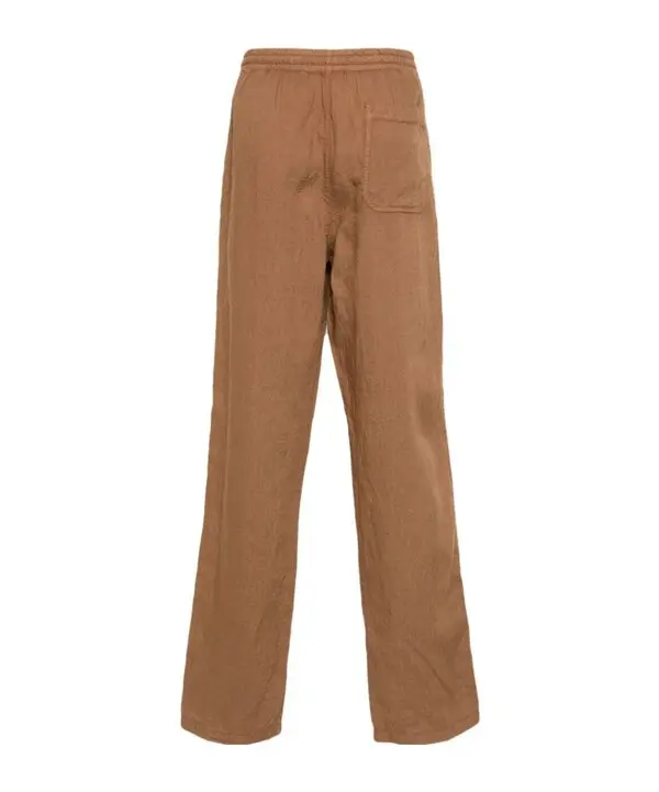 Aspesi Linen Straight Leg Trousers - Brown