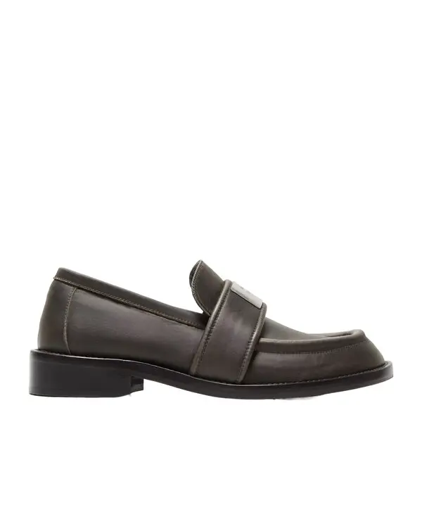 Acne Studios Leather Loafers With Logo Plaque - Brown