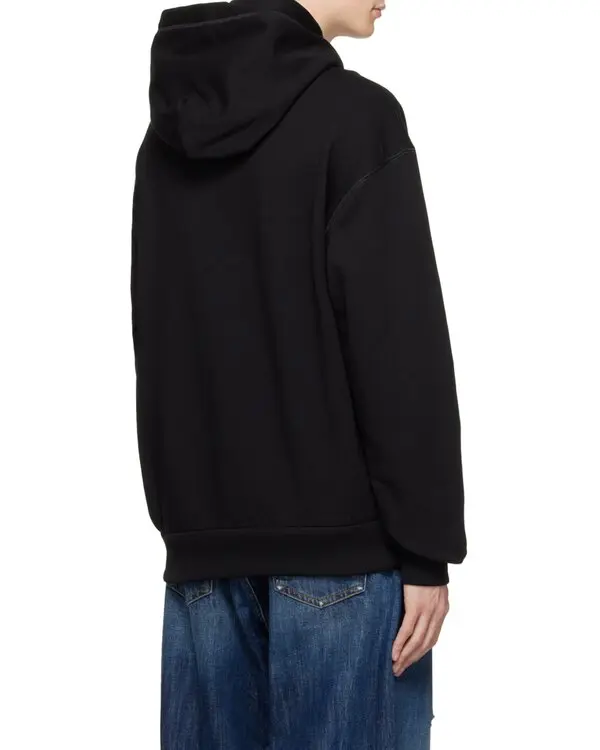 Dolce & Gabbana Logo Plaque Drawstring Hoodie - Black