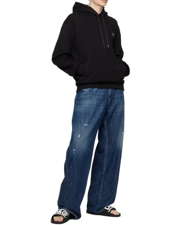 Dolce & Gabbana Logo Plaque Drawstring Hoodie - Black