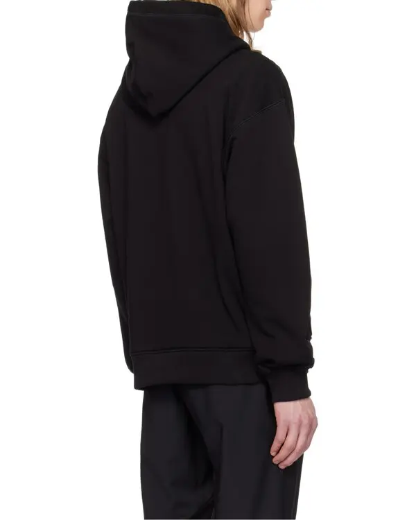 Dolce & Gabbana Logo Plaque Drawstring Hoodie - Black