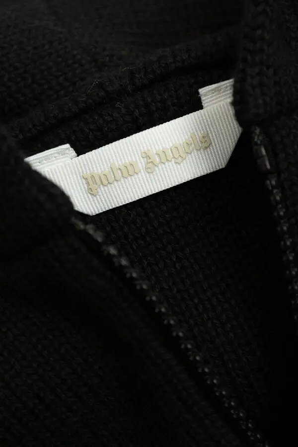 Palm Angels Hooded Zip-up Cardigan With Ribbed Trim