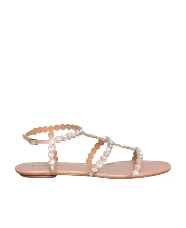 AQUAZZURA Tequila Embellished Sandals - Nude