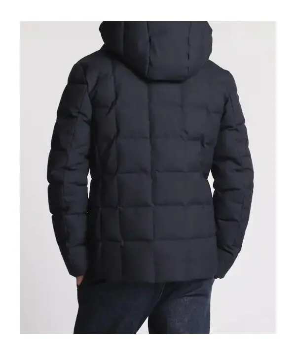 FAY Quilted Hooded Pea Coat - Blue