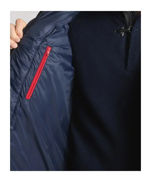 FAY Quilted Hooded Pea Coat - Blue