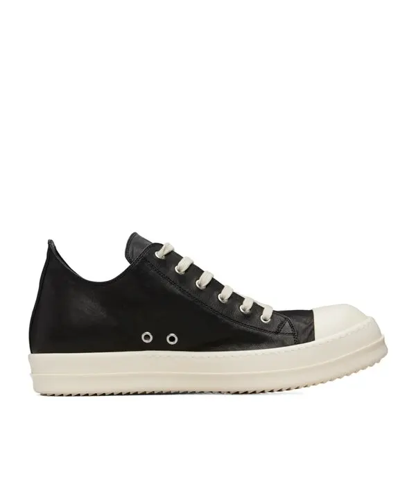 Rick Owens Lace-up Low-top Sneakers - Black/off-white/off-white