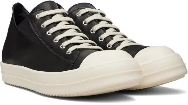Rick Owens Lace-up Low-top Sneakers - Black/off-white/off-white