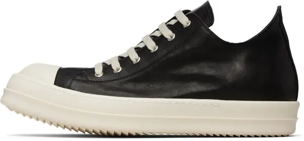 Rick Owens Lace-up Low-top Sneakers - Black/off-white/off-white