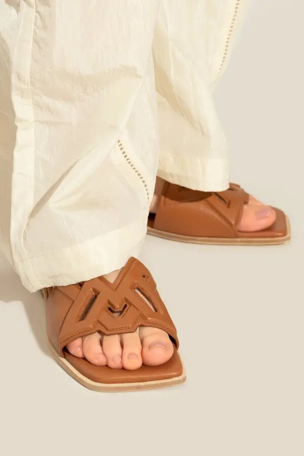 VIC MATIE Logo Debossed Open Toe Sandals