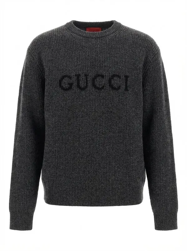 Gucci Wool Cashmere Rib Knit Sweater - Black