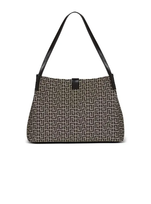 Balmain Monogram Jacquard Medium Shopper Bag - Black