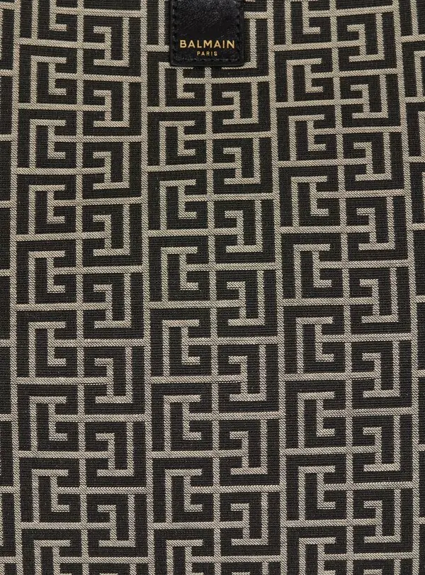 Balmain Monogram Jacquard Medium Shopper Bag - Black