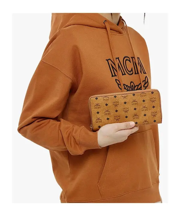 Mcm Visetos Printed Zipped Wallet - Cognac