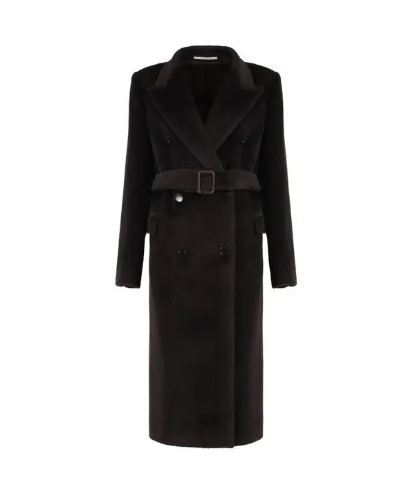 Tagliatore Double Breasted Faux Fur Coat - Black
