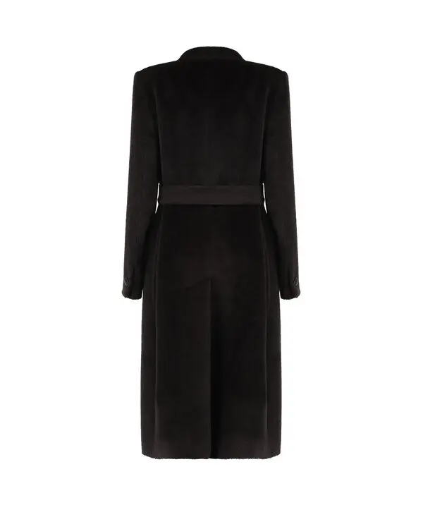 Tagliatore Double Breasted Faux Fur Coat - Black