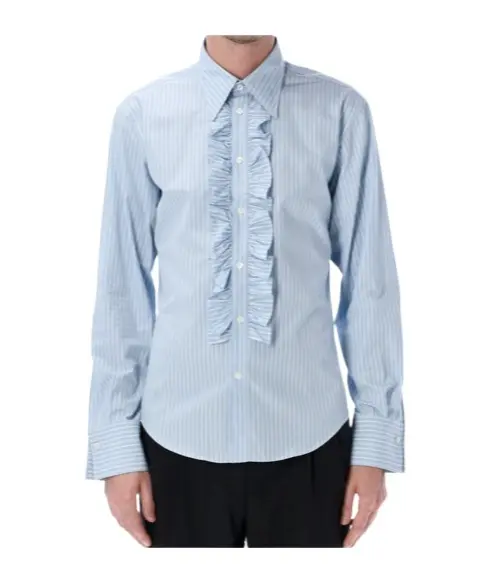 Ami Ruffled Stripe Shirt