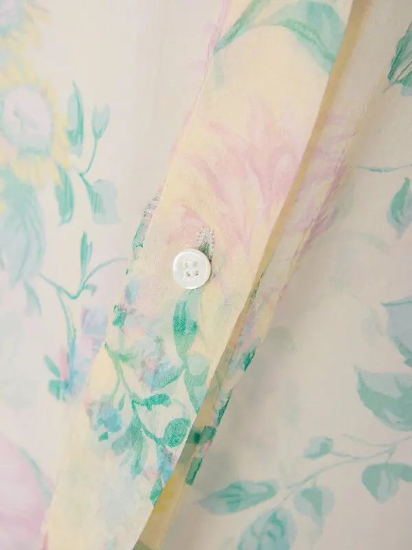 Chloé Allover Floral Print Puff-sleeved Blouse
