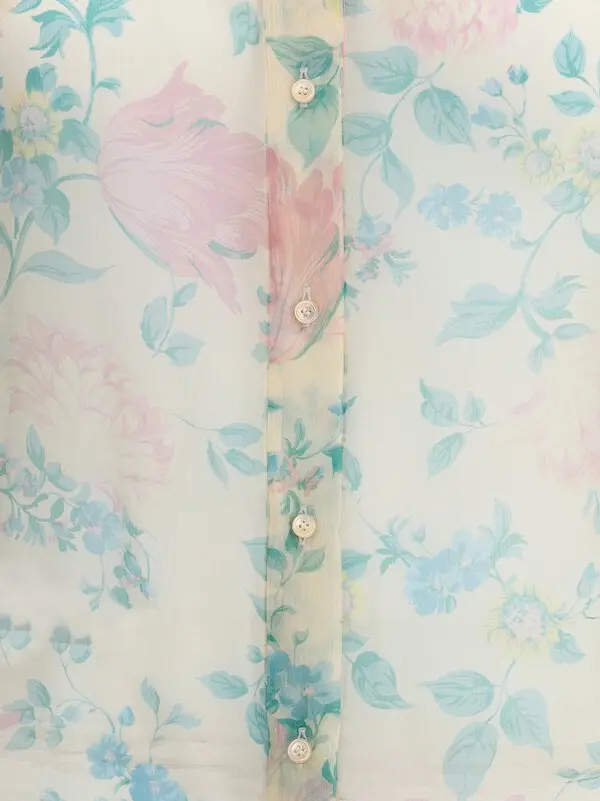 Chloé Allover Floral Print Puff-sleeved Blouse
