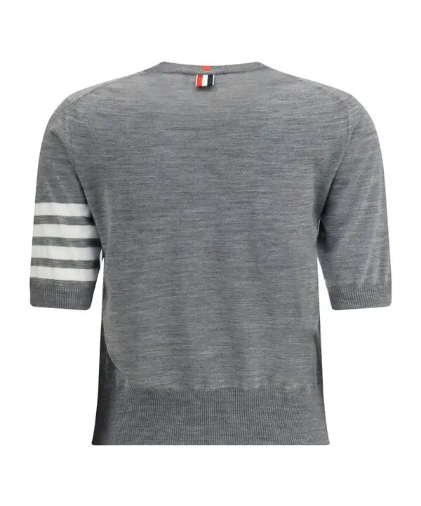 Thom Browne 4-bar Sheer Sleeve Fine-knitted T-shirt - Light Gray