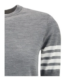 Thom Browne 4-bar Sheer Sleeve Fine-knitted T-shirt - Light Gray