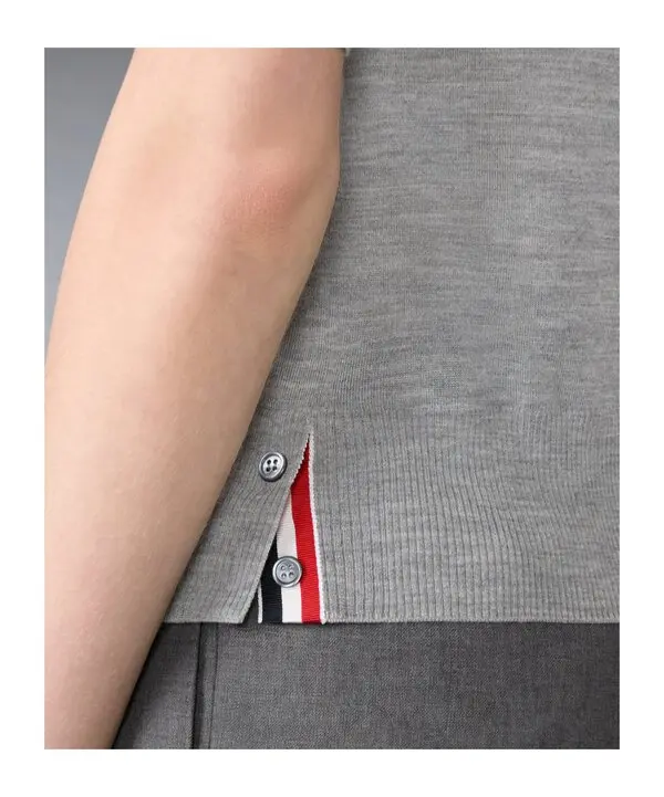 Thom Browne 4-bar Sheer Sleeve Fine-knitted T-shirt - Light Gray