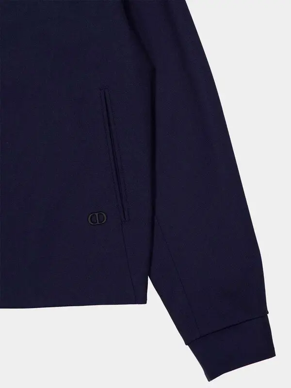 Dior Zip-front Jacket With Cd Logo - Navy Blue