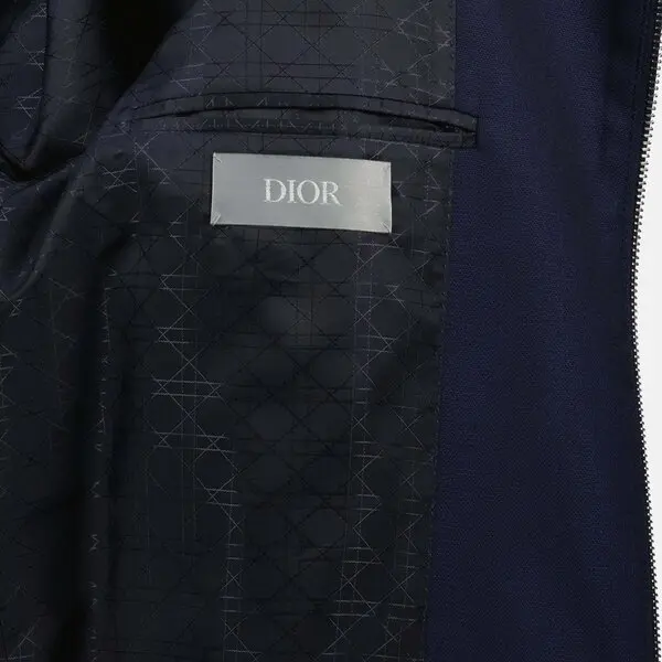 Dior Zip-front Jacket With Cd Logo - Navy Blue